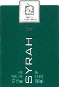 Drink Label: Syrah (Anastasiou G. Kyriakos, GreeceCol:GR-WINE-000881