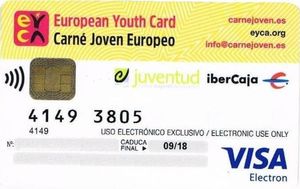 Tarjeta de Banco: European Youth Card juventud (Ibercaja - Caja de A.yM ...