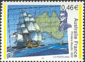 Stamp: Matthew Flinders, "Investigator" (ship) and Map (France ...