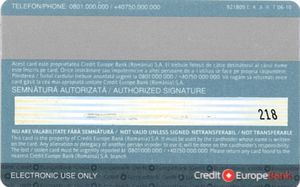 Bank Card: Cash Avantaj (Credit Europe Bank, RomaniaCol:RO-VE-0139.01