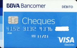 Tarjeta de Banco: Cheques (Bancomer, México) Col:MX-VE-0101