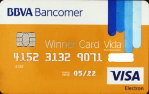 Bank Card: Winner Card Vida (Bancomer, MexicoCol:MX-VE-0102.01