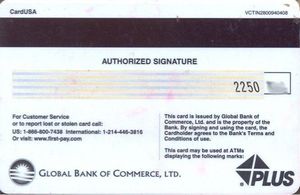 Bank Card: Globe Wallet (Global Bank of Commerce, Antigua and Barbuda ...