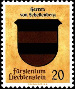 Stamp: Lords of Schellenberg (Liechtenstein(Coat of Arms) Mi:LI 450,Sn ...