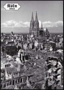 Postcard: Köln (Cologne) 1945 - destroyed city center and cathedral ...