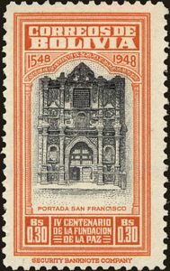Timbre: Church of San Francisco, La Paz (Bolivie(Founding of La Paz ...