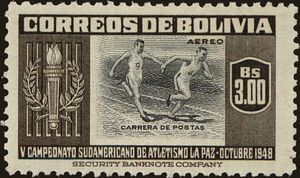 Stamp: Relay Race (Bolivia(South American Athletics Games - La Paz, 5th ...