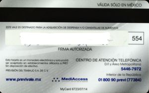 Tarjeta de Banco: CARNET - Previ Vales - Despensa (Toka, MéxicoCol:MX ...