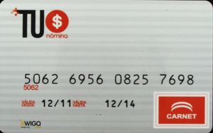 Bank Card: CARNET - TU$ - Nomina (Toka, MexicoCol:MX-GM-0101