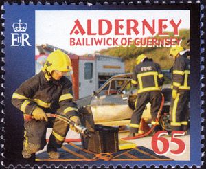 Stamp: Fire Service - Accident Training (Alderney(Community services ...