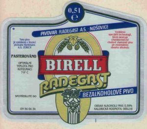 Drink Label: CZ 1s-02 Radegast Birell (Pivovar Radegast Nošovice, Czech ...