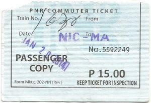 Transport Ticket: PNR Commuter Ticket (PNR - Metro Commuter Line ...