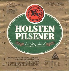 Drink Label: Holsten Pilsener (Kanizsai Sörgyár, HungaryCol:HU-BEER-000780