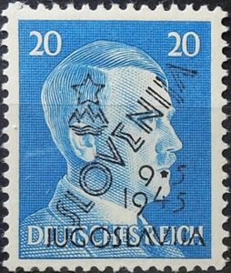 Stamp: Adolf Hitler, overprinted (Slovenia, Yugoslavia Liberation Issue ...