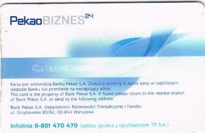 Bank Card: Pekao Biznes 24 (Bank Polska Kasa Opieki SA/Bank Pekao SA ...