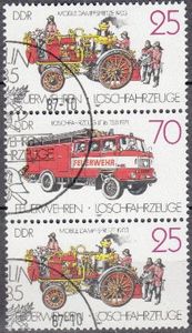 Stamp: Fire Fighters and Fire Engines (Germany, Democratic Republic ...