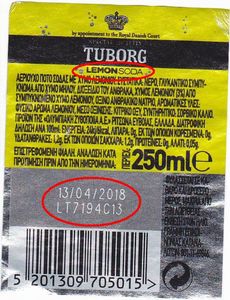 Drink Label: Tuborg,Lemon Soda (Olympic Brewery S.A., GreeceCol:GR-SODA ...