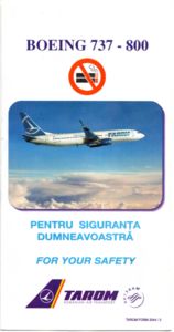 Safety Card: Boeing 737-800 (TAROM, RomaniaCol:ROT-RO-0008