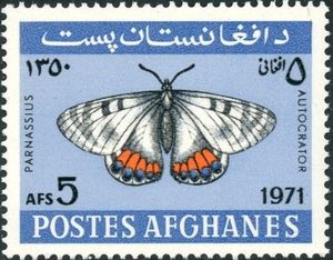 Stamp: Swallowtail Butterfly (Parnassius autocrator) (Afghanistan ...
