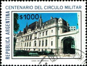 Stamp: Building of the Military Club (Argentina(Centenary of Military ...