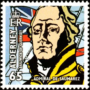 Stamp: De Saumarez (Alderney(Bicentenary of the Battle of Trafalgar) Mi ...