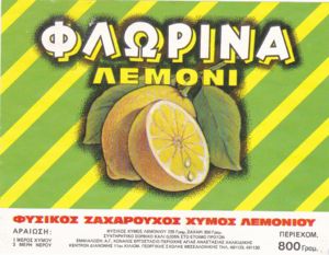 Drink Label: Florina, fresh lemon juice (Honeos A. G., GreeceCol:GR ...