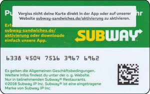 Functional Card: Subway (Restaurants and Cafes, Austria(Subway) Col:AT ...