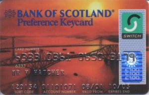 Bank Card: Preference Keycard (Bank Of Scotland, United Kingdom of ...