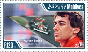 Stamp: Ayrton Senna (1960-1994) (Maldives(20th Memorial Anniversary of ...