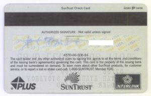 Bank Card: SunTrust Visa (SunTrust, United States of America) Col:US-VI ...
