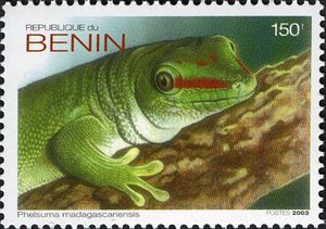 Stamp: Madagascar Giant Day Gecko (Phelsuma madagascariensis) (Benin ...