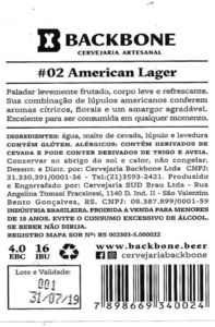 Drink Label: Backbone #02 American Lager (Cervejaria Sud Brau Ltda ...