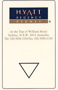 Hotel Card: Hyatt Regency Sydney (Hyatt, AustraliaCol:AUS-00082