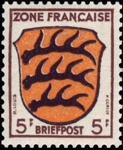 邮票: Coat of Arms of Wurttemberg (德国、法国占领时期(General Issue) Mi:DE-FZ 3,Sn ...