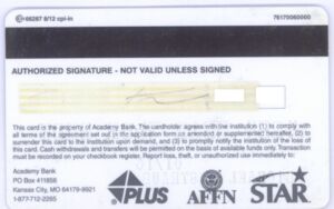 Bank Card: Academy Bank Visa (Academy Bank, United States of AmericaCol ...
