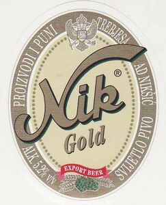 Drink Label: Nik Gold (Pivara Nikšić, MontenegroCol:ME-BEER-000006