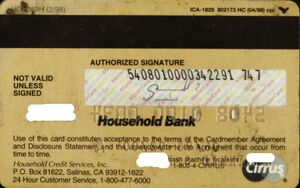 Bank Card: Household Bank Mastercard (Household Bank, United States of ...