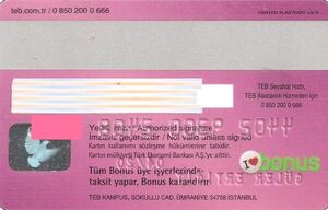 Bank Card: TEB -She (Turk Ekonomi Bankasi, Türkiye (Turkey)Col:TR-VI-0391
