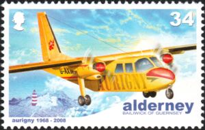 Stamp: Britten-Norman Islander (Alderney(40 years of Aurigny air ...