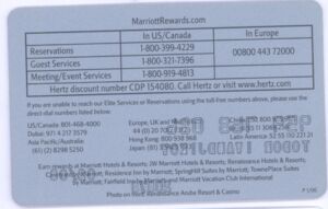 Hotel Card: Marriott Rewards Platinum Elite (Marriott, United States of ...