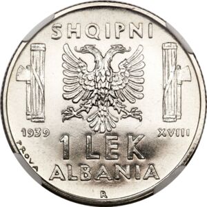 Moneda: 1 Lek (Albania) (Ocupacion Italiana) WCC:kmPr60