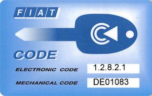 Functional Card: Fiat Key Code Card (Car Assistance and Auto Clubs ...