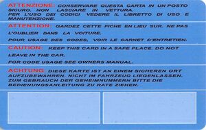 Functional Card: Fiat Key Code Card (Car Assistance and Auto Clubs ...