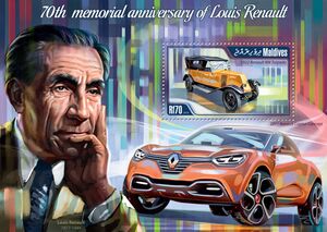 Stamp: 70th Memorial Anniversary of Louis Renault (Maldives(70th ...