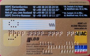 Bank Card: ADAC Plus (LandesBank Berlin, Germany, Federal RepublicCol ...
