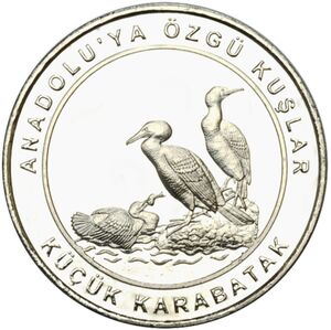 Coin: 1 Kuruş (Pygmy cormorant - Küçük karabatak - Microcarbo pygmeus ...