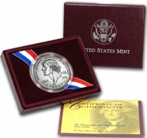 Coin: 1 Dollar (Thomas Jefferson 250th Anniversary) (United States of ...