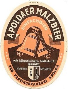 Drink Label: Apoldaer Malzbier (VEB Vereinsbrauerei Apolda, Germany ...