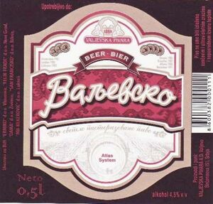 Drink Label: Valjevsko pivo (Valjevska Pivara, SerbiaCol:RS-BEER-000487