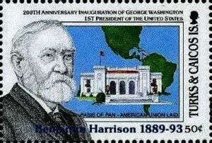 Stamp: Benjamin Harrison (Turks and Caicos Islands) (American ...